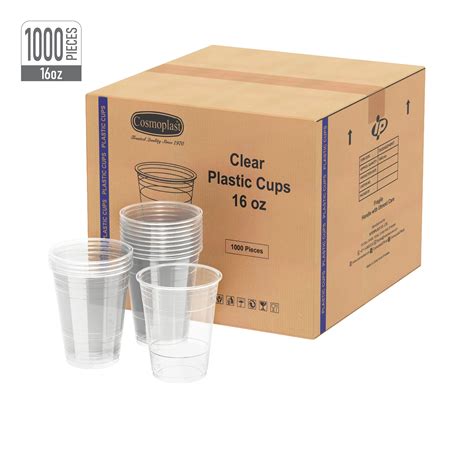 Cosmoplast Wholesale Plastic Juice Cups Clear 16 Oz 1000 Pcs
