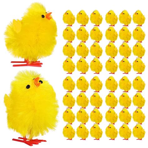Kakowely 60 Mini Pollitos De Peluche De Plástico Figuras De Pollitos