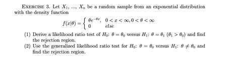 Solved EXERCISE Let X Xn Be A Random Sample From An Chegg