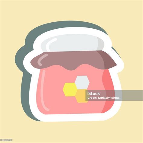꿀의 스티커 항아리 꿀벌 농장에 적합합니다 편집 가능한 간단한 디자인 디자인 템플릿 벡터 간단한 그림 0명에 대한 스톡 벡터