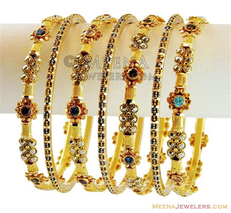 Indian Bangles Set 22k Gold Bast14201 22 Karat Indian Gold Round