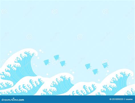 Pájaros Y Olas Patrón Tradicional Japonés Diseño De Cuadros