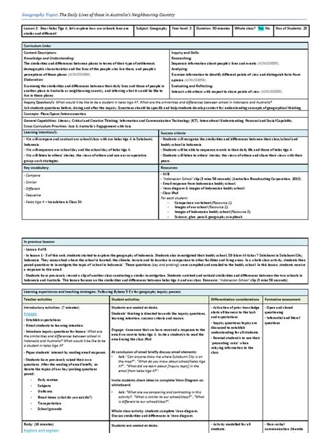 Geography Lesson Plan Pdf Lesson Plan Inquiry
