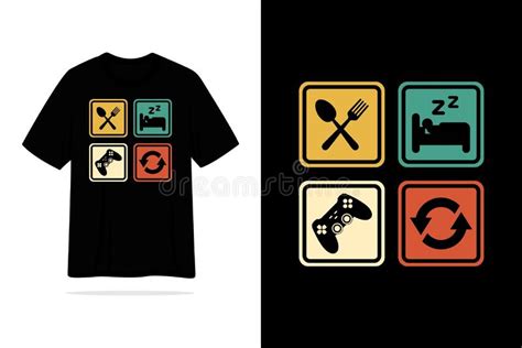 Eat Sleep Game Repeat Vintage Style Tshirt Design Stock Vector