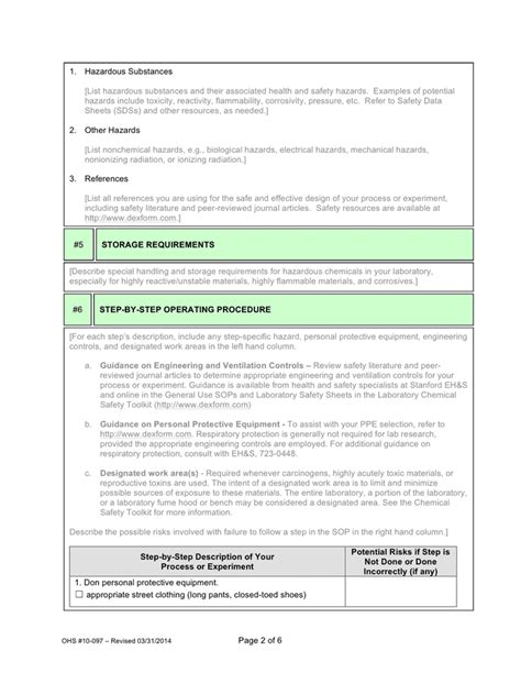 Standard Operating Procedure Template In Word And Pdf Formats Page Of