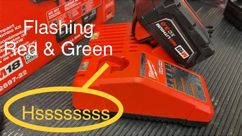 Milwaukee Battery Charger Hissing & Flashing red and green. Hissing sound normal? - YouTube