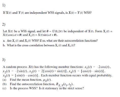 If Xt And Yt Are Independent Wss Signals Is