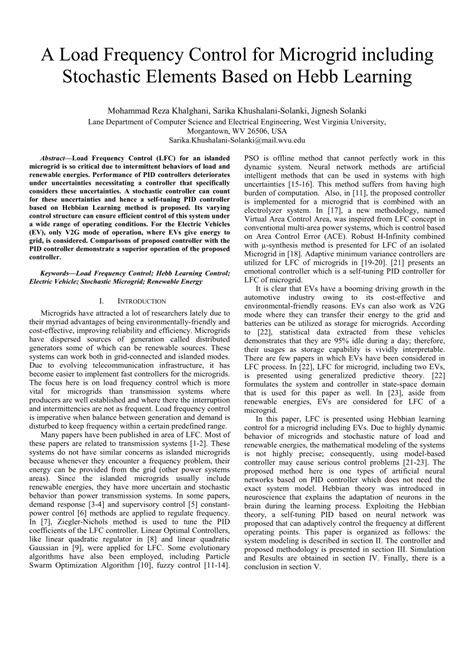 Pdf A Load Frequency Control For Microgrid Including Stochastic