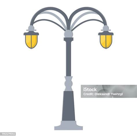 흰색 배경에 고립 된 가로등 만화 현대적이고 빈티지 한 가로등 조경 건설을위한 요소 모든 디자인에 대한 벡터 그림입니다 가로등에 대한 스톡 벡터 아트 및 기타 이미지