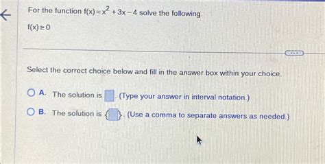 solved for the function f x x2 3x 4 ﻿solve the