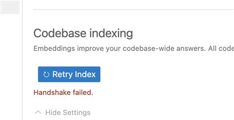 Codebase Indexing Handshake Failed Discussions Cursor Community