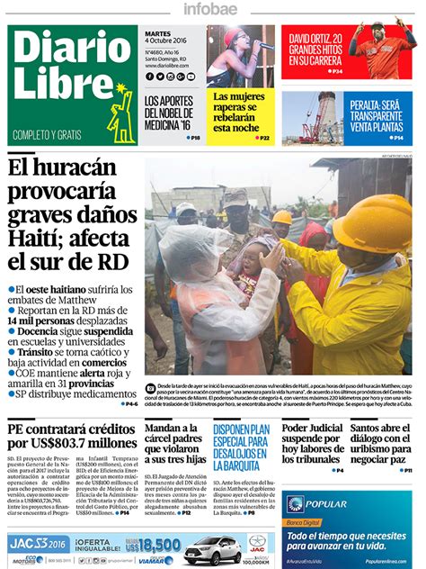 Libre Dominicana Martes 4 De Octubre De 2016 Infobae