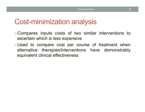 Cost Minimization Analysis In Health Care PDF