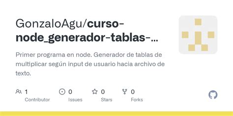 Github Gonzaloagucurso Nodegenerador Tablas Multiplicar Primer Programa En Node Generador