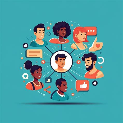 Social Media Network Illustration With User Interaction Premium Ai Generated Image
