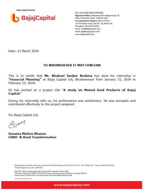 Internship Certificate Mr Bhabani Sankar Brahma Pdf