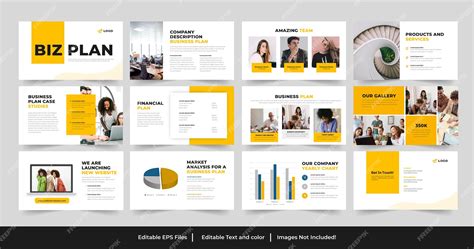 Бизнес план шаблоны презентаций Powerpoint или дизайн презентации бизнес плана Премиум векторы
