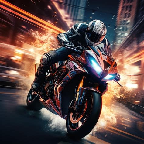 Premium Ai Image Man On Sports Bike Riding Ai Generated