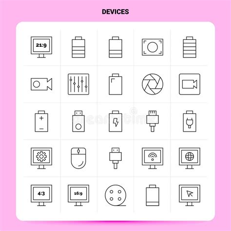 Outline 25 Devices Icon Set Vector Line Style Design Black Icons Set Linear Pictogram Pack