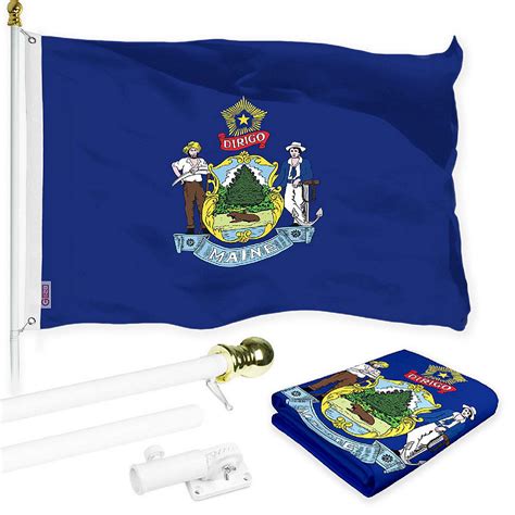 G128 3x5ft Combo Flagpole Maine Printed 300d Polyester Brass Grommets