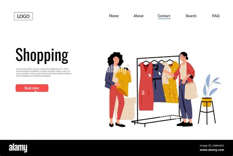 Clothing Shop Landing Page Female Client Coming To Store Choosing