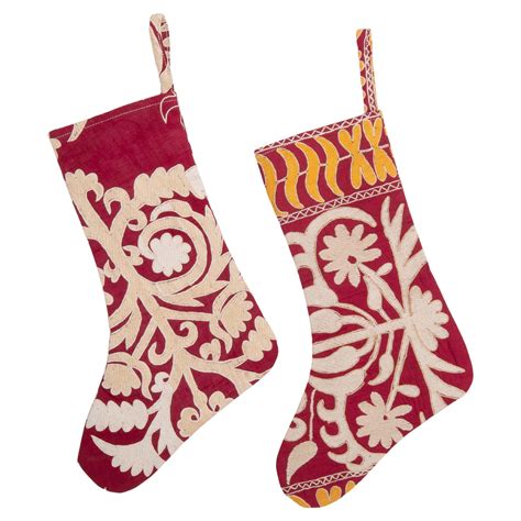 Double Sided Christmas Stocking Made From Chinese Deco Rug Fragments