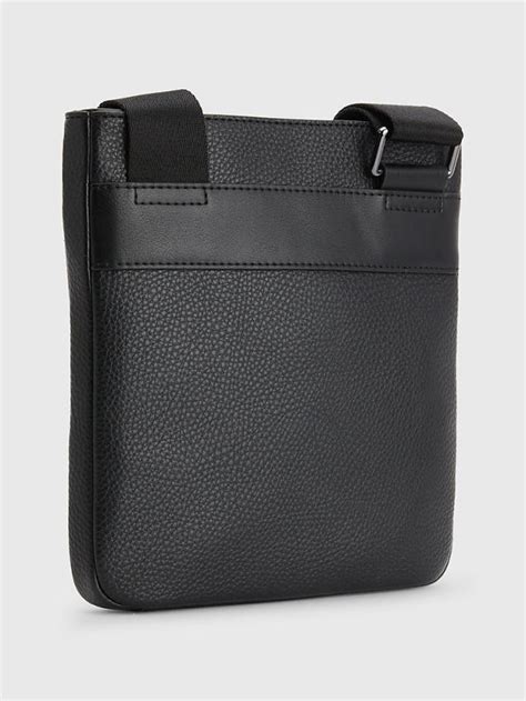 Bags Men Tommy Hilfiger Pebble Grain Small Crossover Bag Black