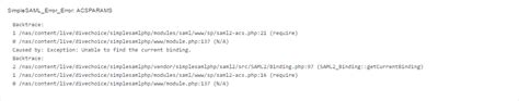 Simplesamlphp Unable To Find The Current Binding Stack Overflow