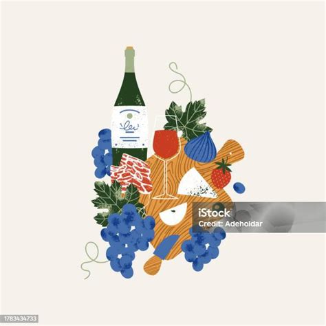 샤퀴테리 보드와 와인 배경 와인 전채 모듬 전채 방지 보드 와인에 대한 스톡 벡터 아트 및 기타 이미지 와인 치즈 전원