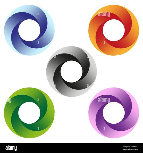 Colorful Swirl Icons Gradient Vector Shapes Circular Abstract Designs Vibrant Palette Stock