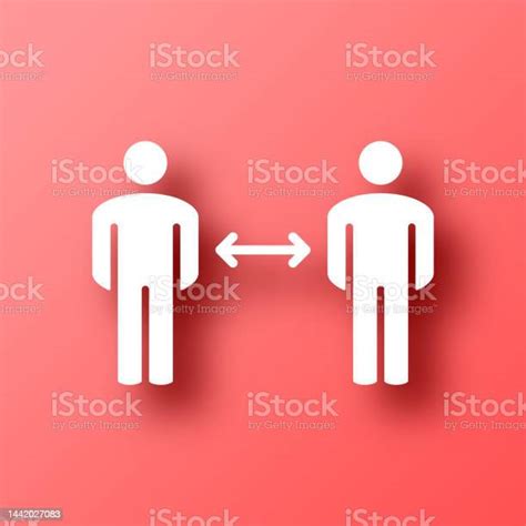 사회적 거리 두기 그림자가 있는 빨간색 배경의 아이콘 3차원 형태에 대한 스톡 벡터 아트 및 기타 이미지 3차원 형태