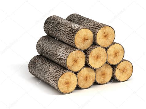 Stack Of Firewood Logs On White Background Stock Photo Koya