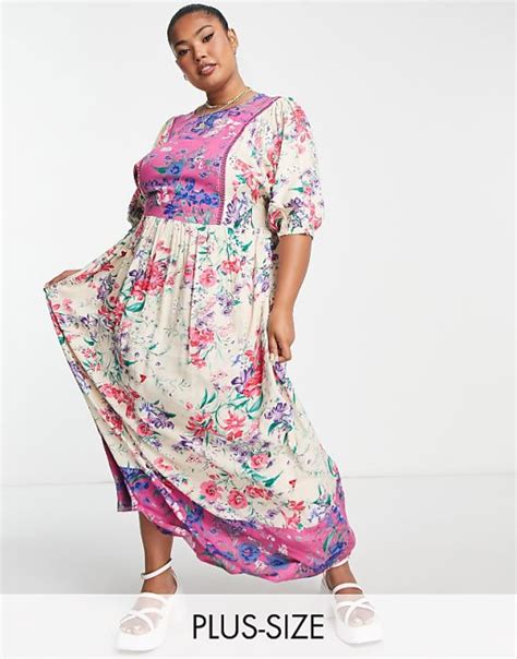 River Island Plus Maxikleid In Rosa Mit Blumenmustermix Asos