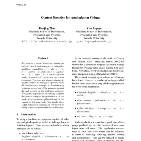 Context Encoder For Analogies On Strings Acl Anthology