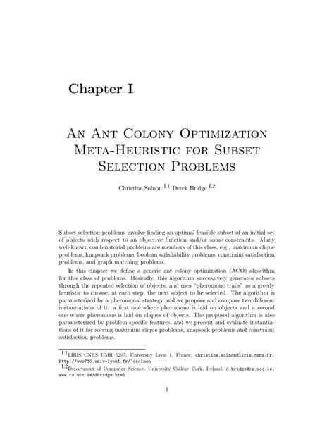 Pdf An Ant Colony Optimization Meta Heuristic For Subset Selection