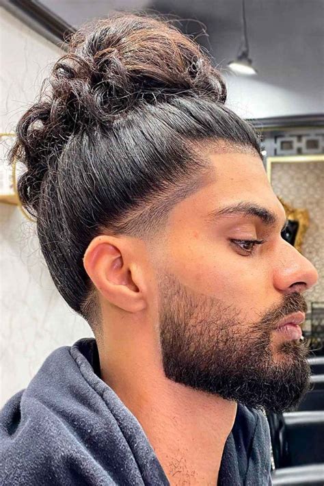 Men Long Hair Bun Man Bun Curly Hair Mens Long Hair Undercut Man Bun