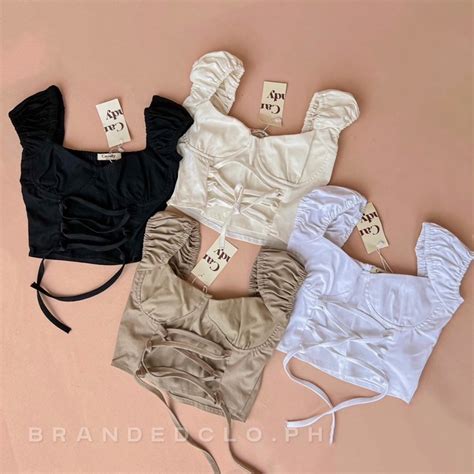 Cross Front Bustier Corset Cropped Top Shopee Philippines