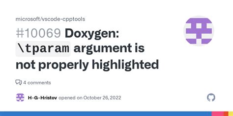 Doxygen `tparam` Argument Is Not Properly Highlighted · Issue 10069 · Microsoftvscode