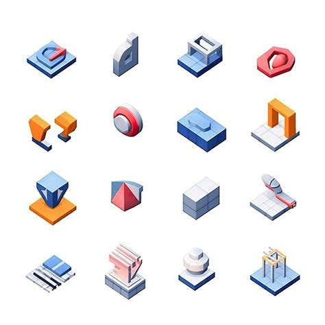 Premium Vector Geometric Vector Isometric Icons On White Background
