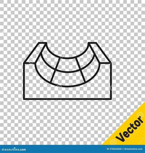 Black Line Skate Park Icon Isolated On Transparent Background Set Of