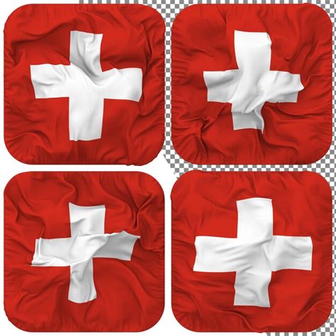 Bandera De Suiza Forma De Escudero Aislada Diferentes Estilos De