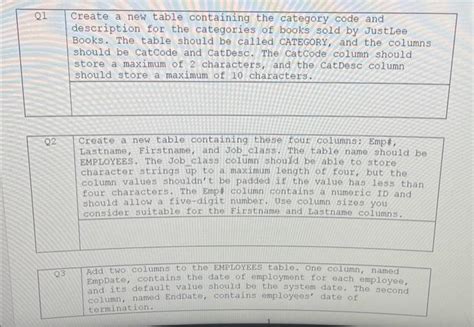 Solved Q Create A New Table Containing The Category Code Chegg