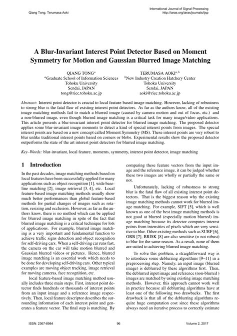 pdf a blur invariant interest point detector based on moment symmetry