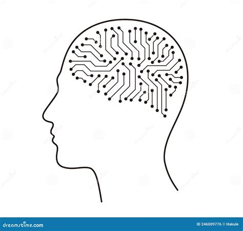 Circuit Board In The Cyborg Head Artificial Intelligence Of Digital