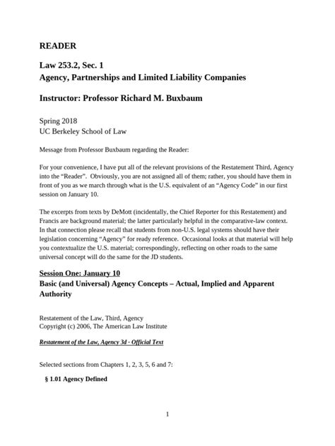 Restatement Of The Law Agency 3rd Pdf Law Of Agency Legal Liability