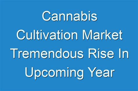 Cannabis Cultivation Market Tremendous Rise In Upcoming Year Guides