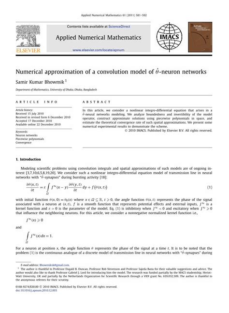 pdf numerical approximation of a convolution model of neuron