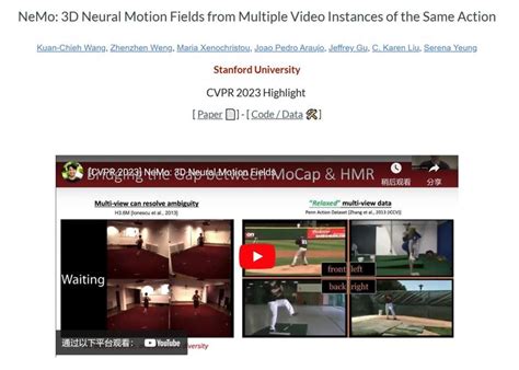 （cvpr 2023 highlight）nemo 3d neural motion fields from multiple video