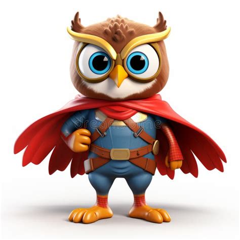Herpetologist 3d Graphic Owl A Cartoon Superhero In Vray Tracing Style
