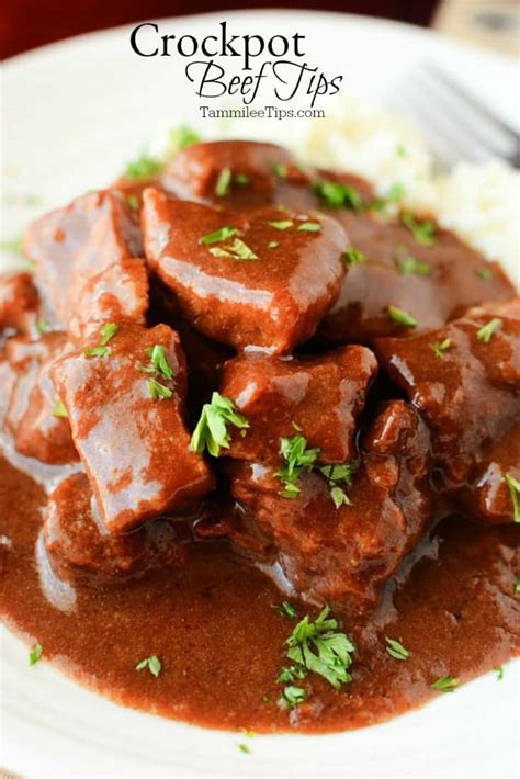 Slow Cooker Crockpot Beef Tips And Gravy Recipe Tammilee Tips